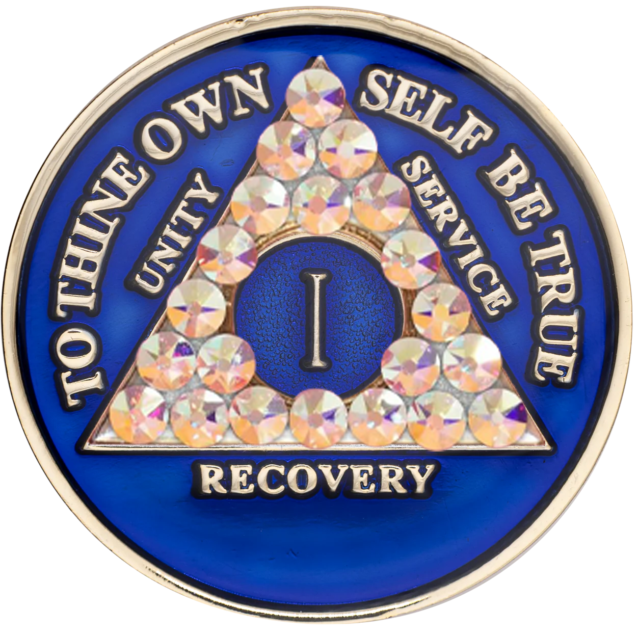 AA Coin, #A68. Blue AA Chip w Aurora Borealis (Yrs 1-65)