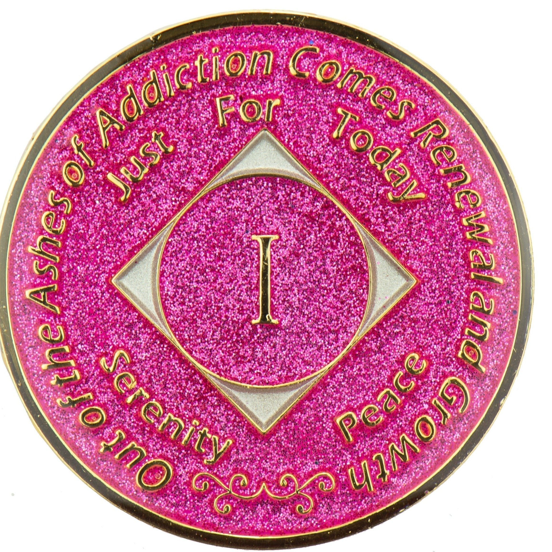 NA Coin, #N11. Glitter Pink NA Medallion (Yrs 1-45)