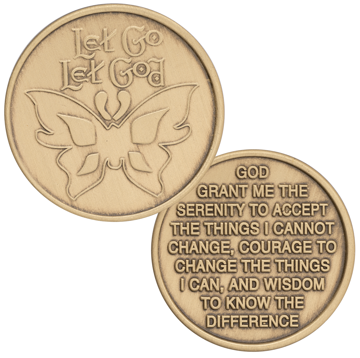 Z65. Butterfly, Let Go Let God Bronze AA Coin. BRM80