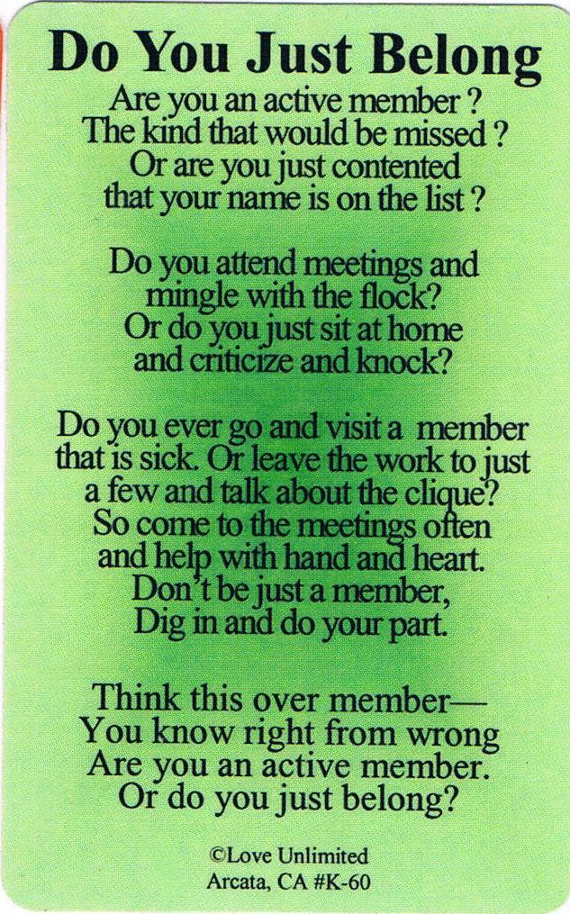Wallet card: Just Belong - Do you just belong